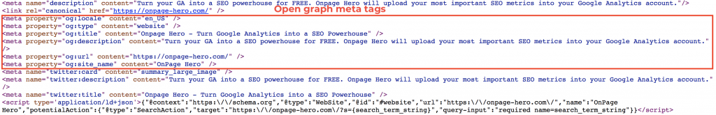 Validate Open Graph Markup with Onpage Hero - Turn GA into an SEO Suite